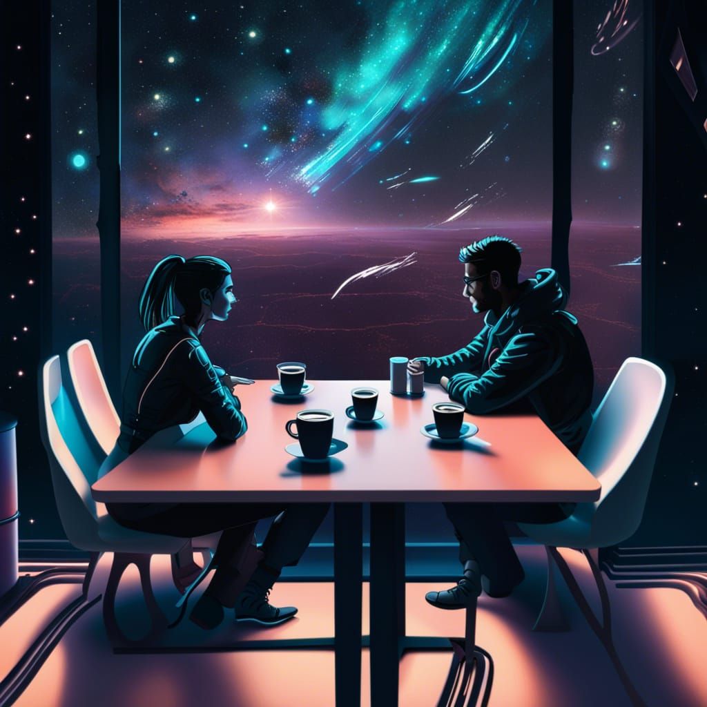 Café in space - AI Generated Artwork - NightCafe Creator