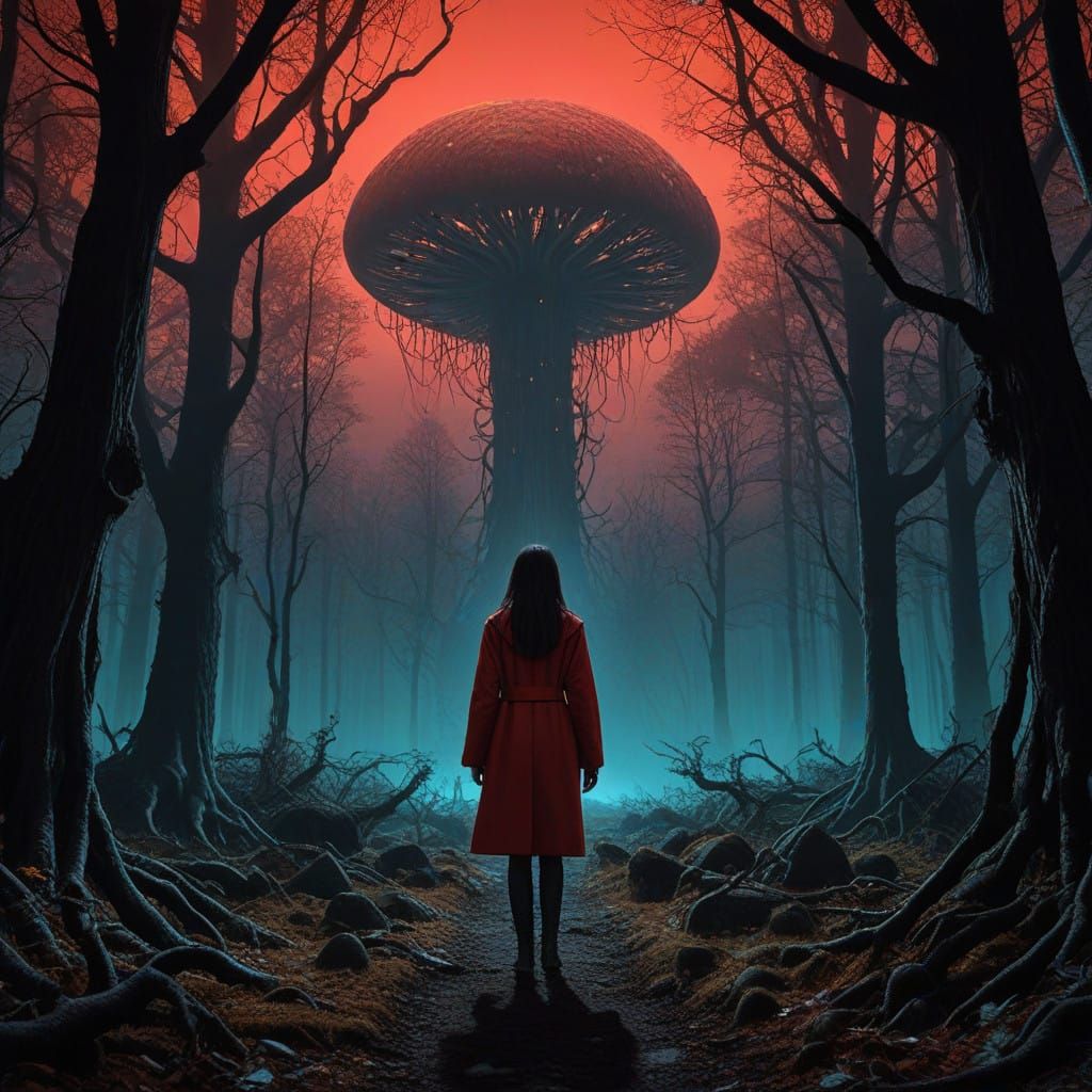 stuck in liminal space - Ethereal Landscape of Red and Iride...