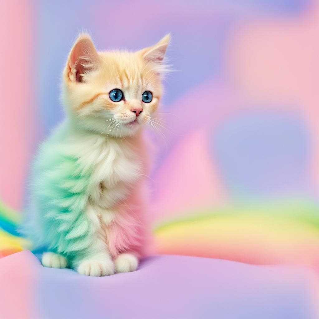Rainbow pastel kitten - AI Generated Artwork - NightCafe Creator