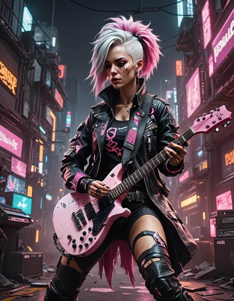 female cyberpunk rockerboy - AI Generated Artwork - NightCafe Creator