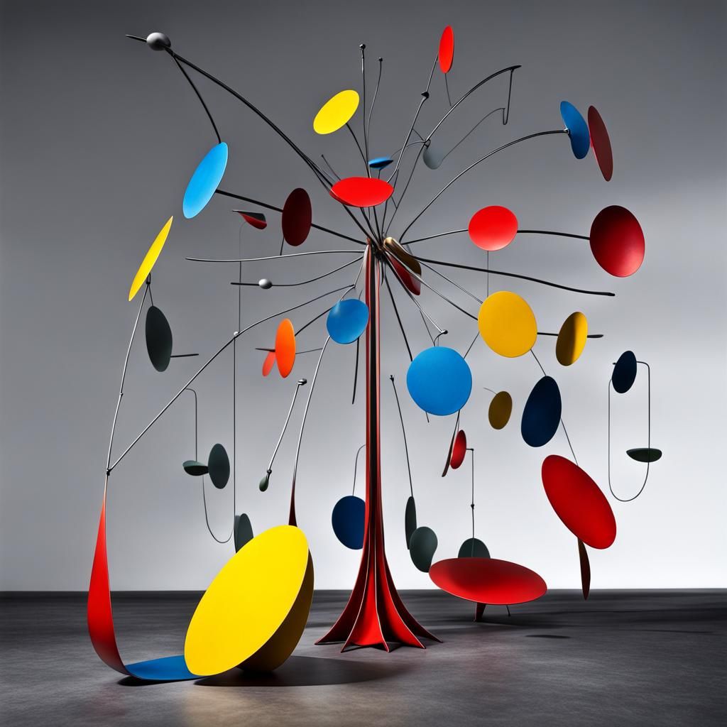 Calder metal mobile colored sculpture - AI Generated Artwork ...