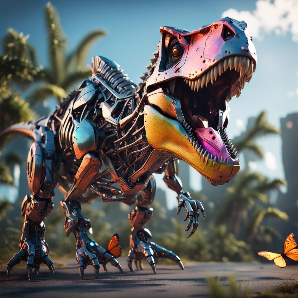 metal t-rex - AI Generated Artwork - NightCafe Creator