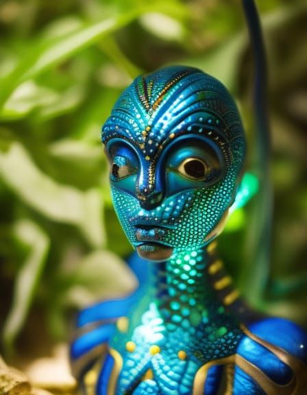 Blue Green Alien - AI Generated Artwork - NightCafe Creator