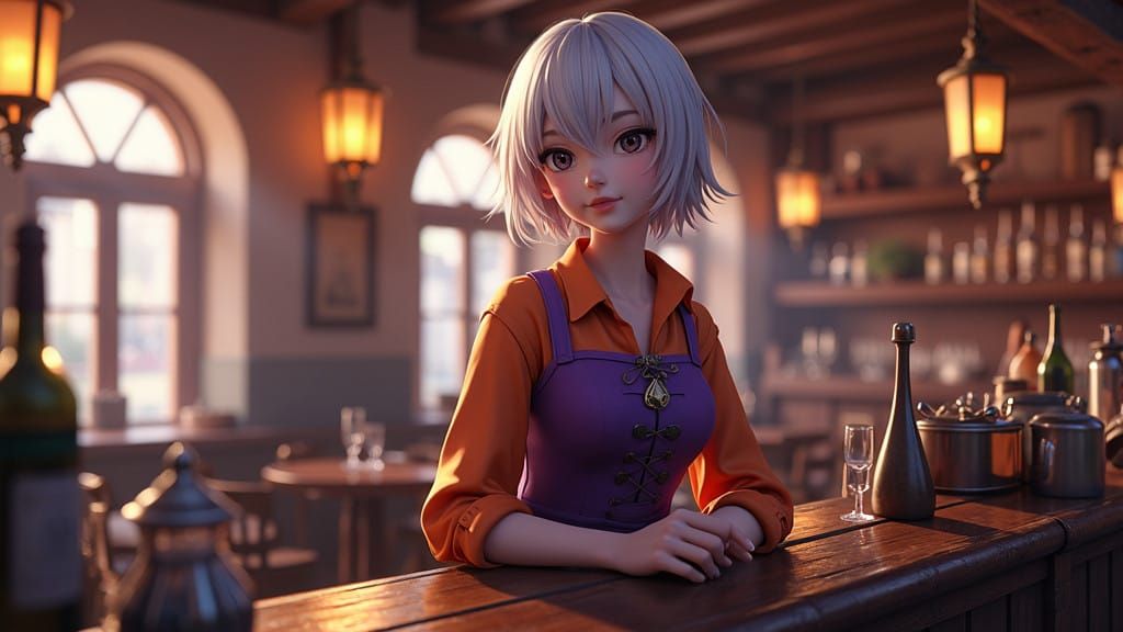 bar keep inn keeper tavern keep pale androgynous femboi with short hair ...