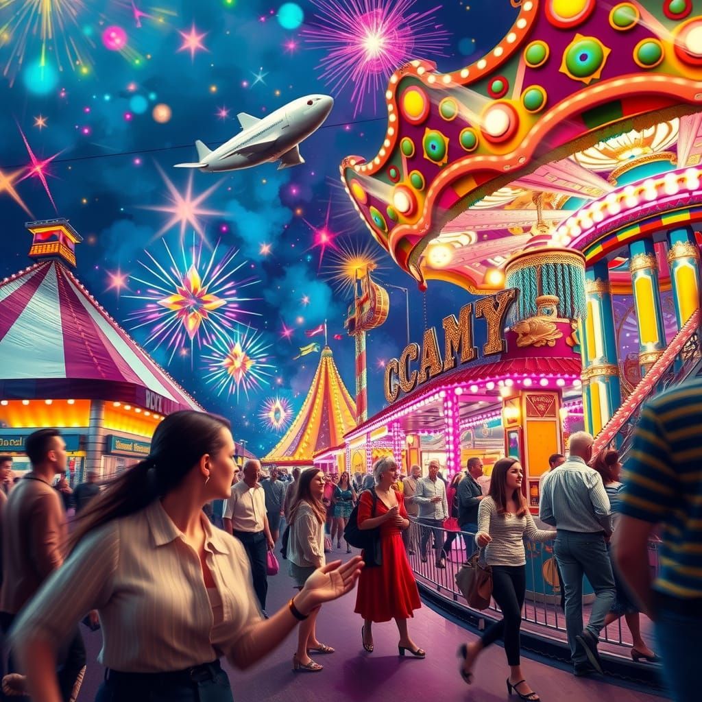 extravaganza - Whimsical Carnival Dreamscape in Vibrant Colo...