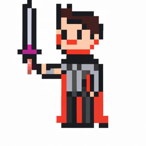 Pixel vampire with black sword and red bood - AI Generated Artwork ...