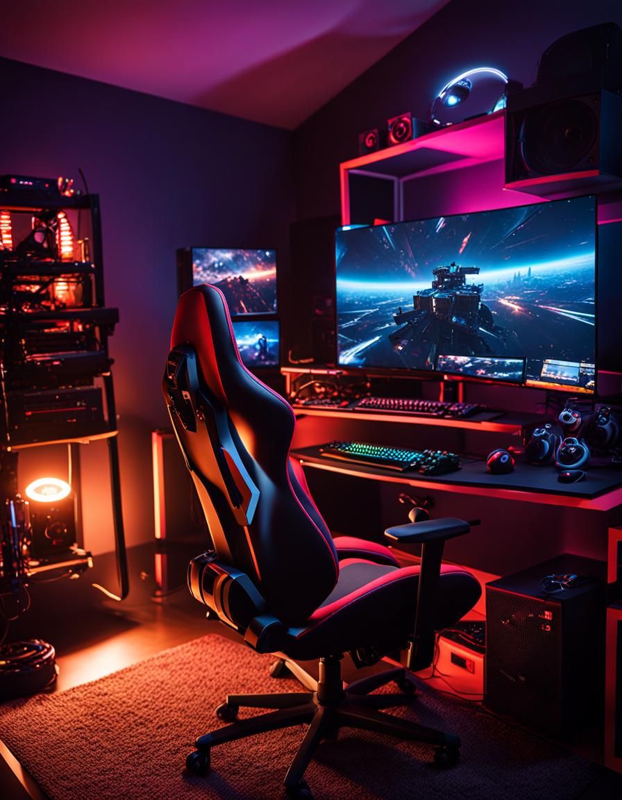 Gaming PC Setup - AI Generated Artwork - NightCafe Creator