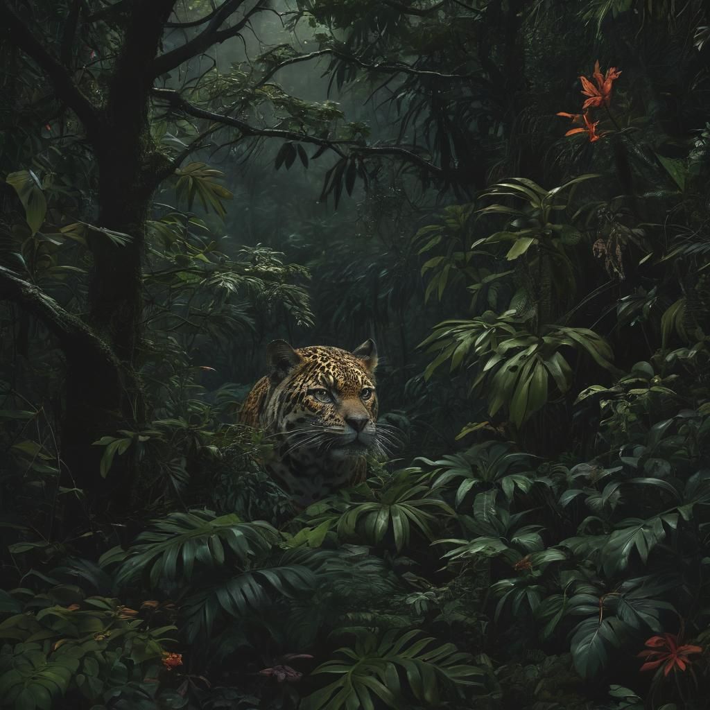 In the Rainforest at Night - AI Generated Artwork - NightCafe Creator