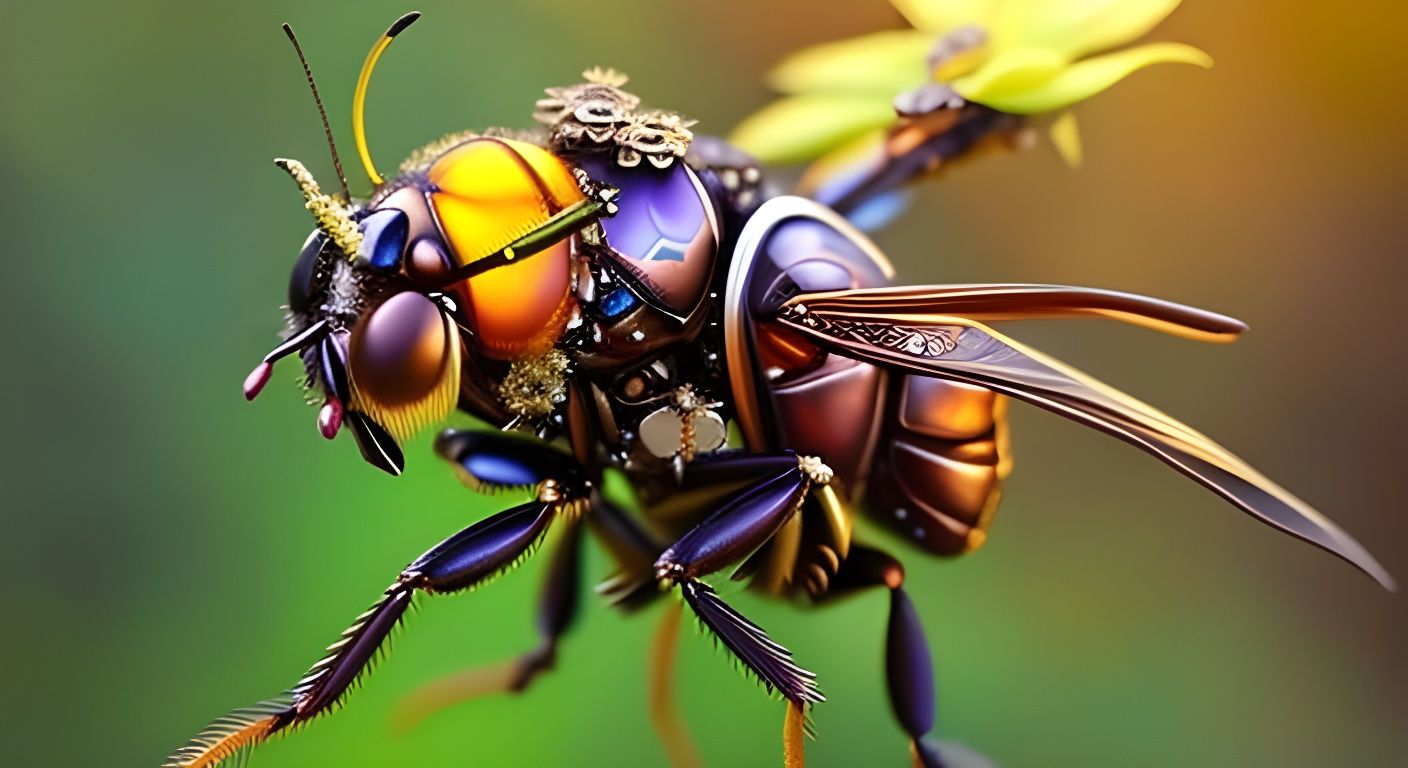 Steampunk mechanical bee, ver. 2 - AI Generated Artwork - NightCafe Creator