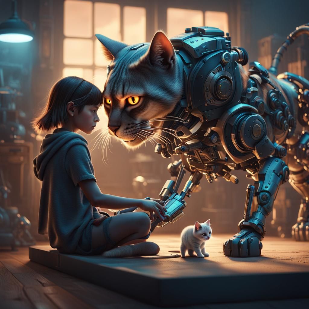 My cyborg cat - AI Generated Artwork - NightCafe Creator