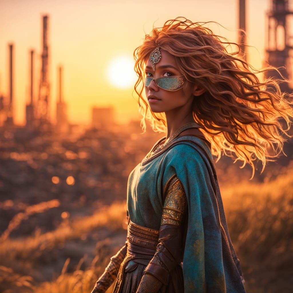 Pixar-Inspired Sunset with 3D Silhouettes in Vibra... - AI Art