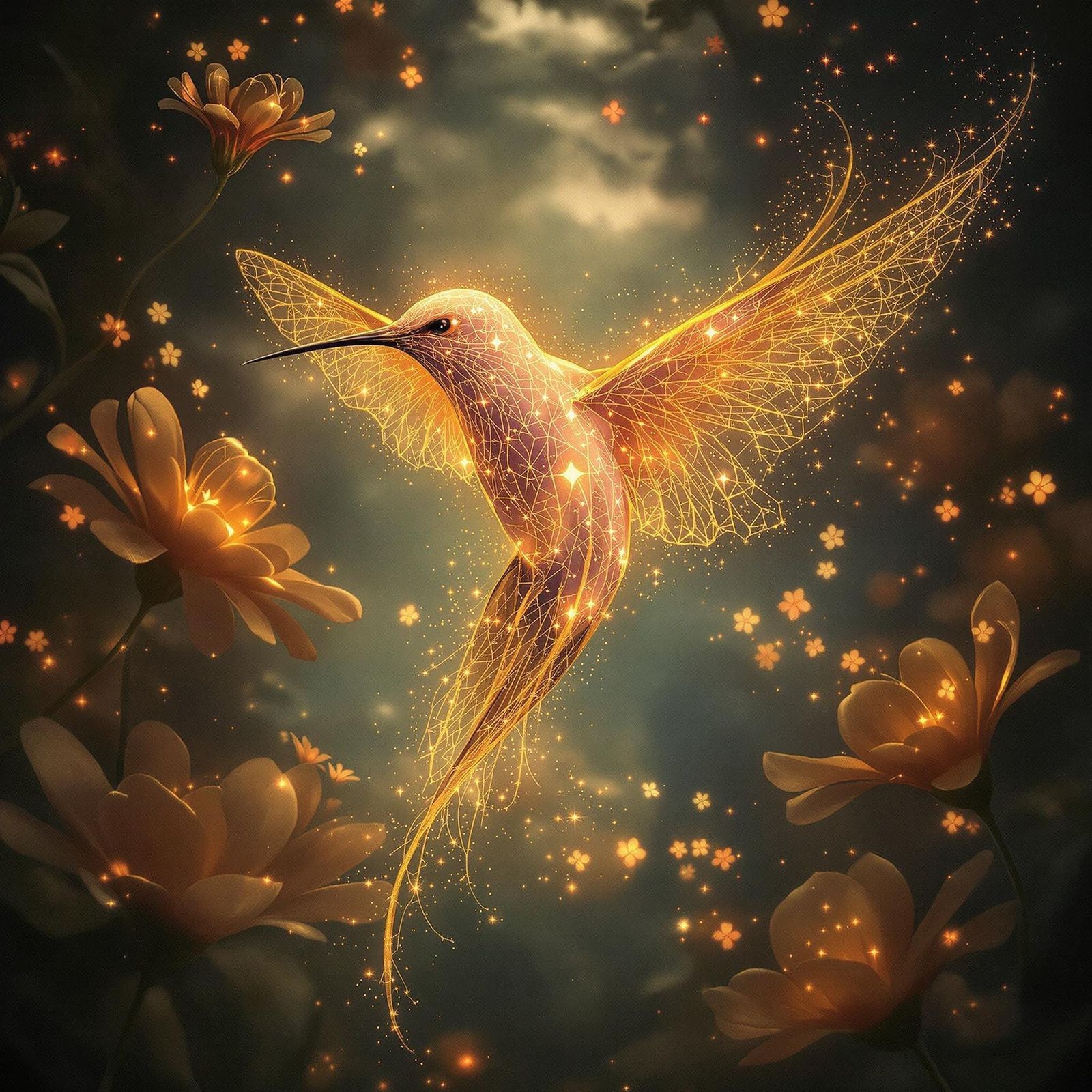 Golden ghost hummingbird. - Golden ghost hummingbird.