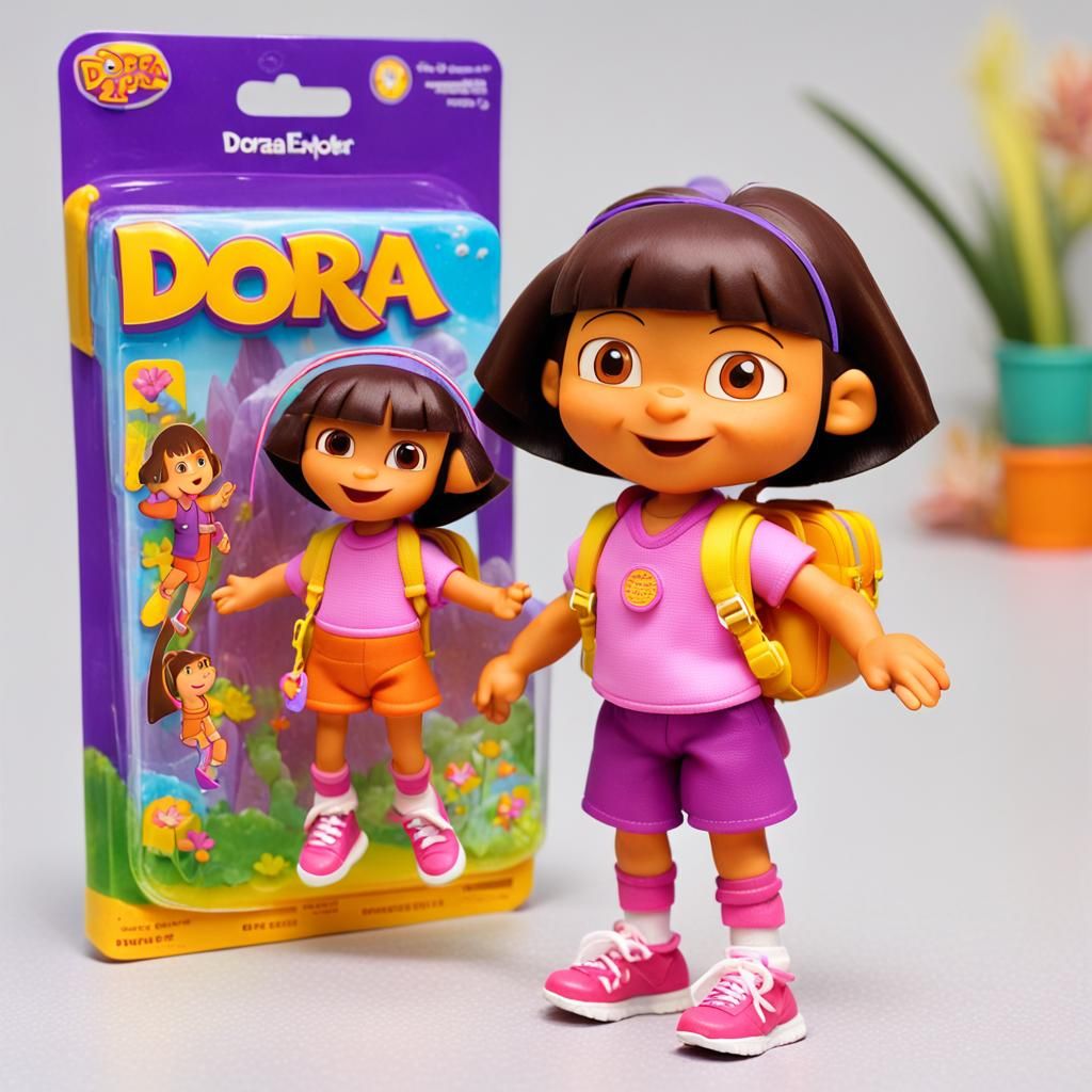 An action figure from Dora the Explorer in a blister pack. Dora the ...