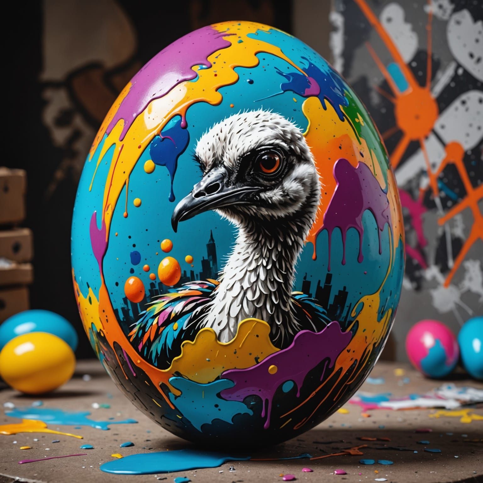 easter egg - Vibrant Easter Egg Graffiti Masterpiece