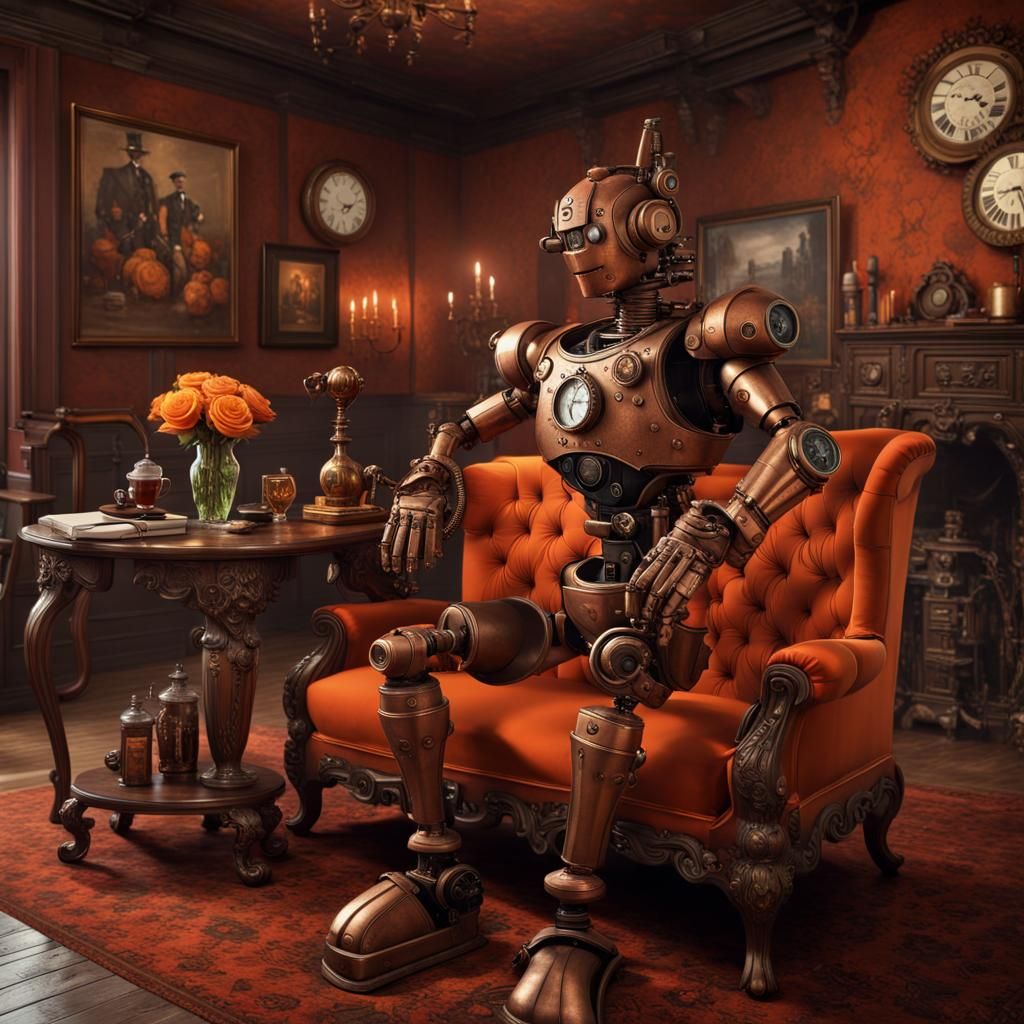 Mr. Belvedere, the Steampunk Butler Robot - AI Generated Artwork ...