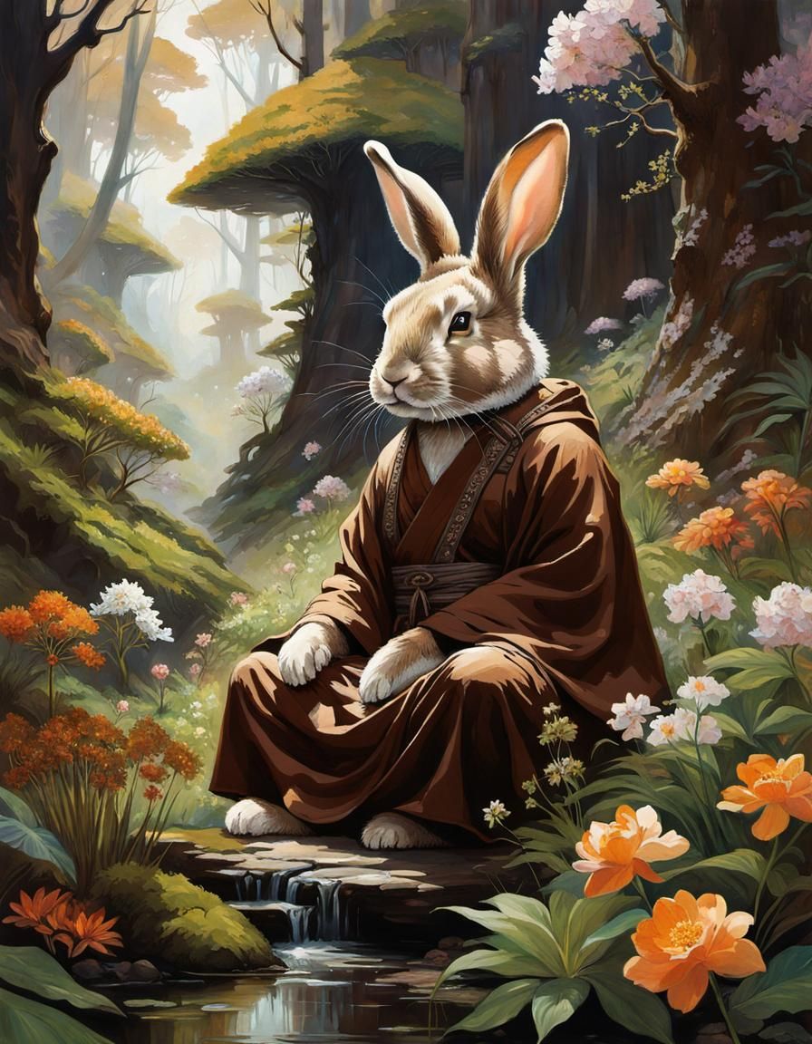 Meditating rabbit (Crystal Clear XL) - AI Generated Artwork - NightCafe ...