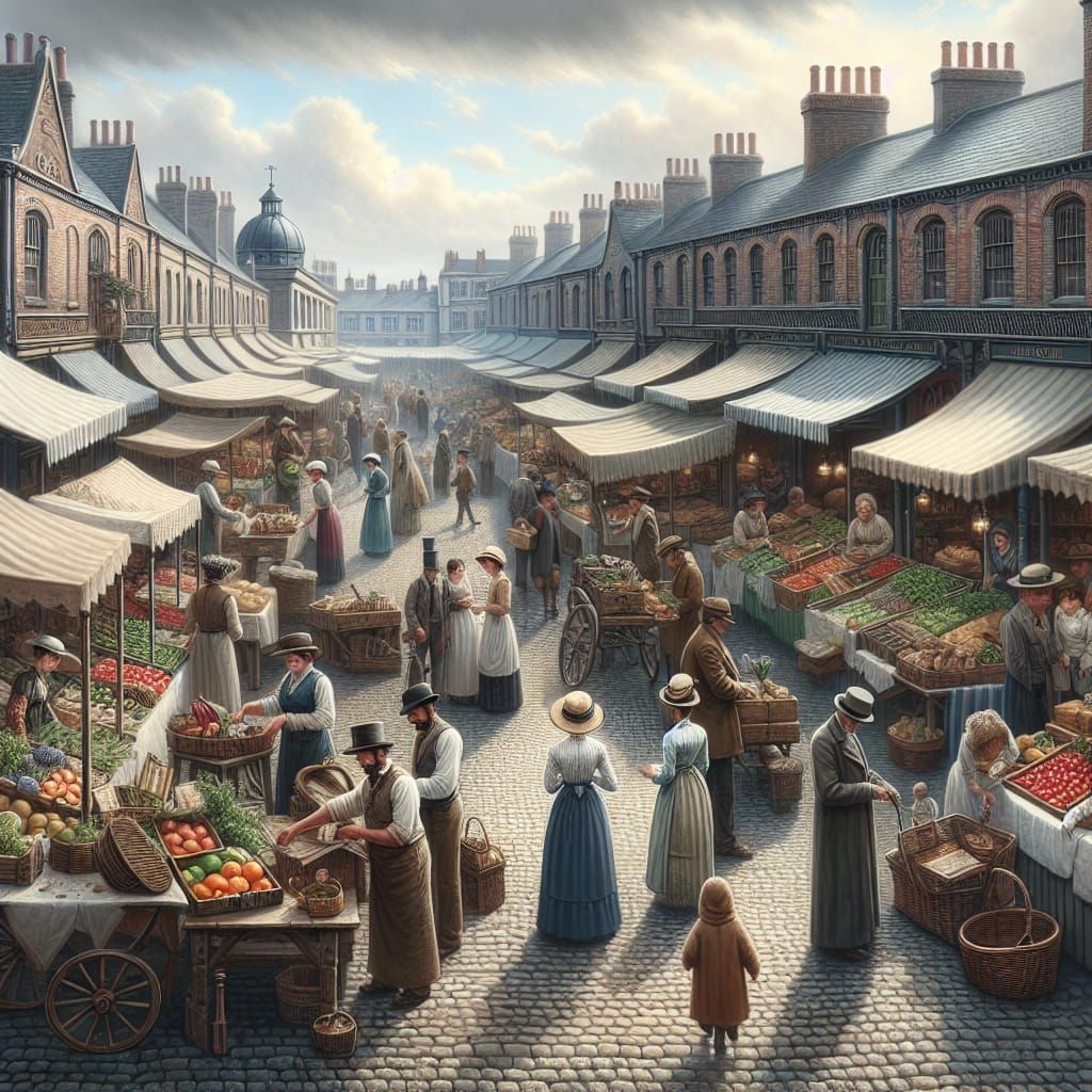 A Victorian era farmers market. - AI Generated Artwork - NightCafe Creator