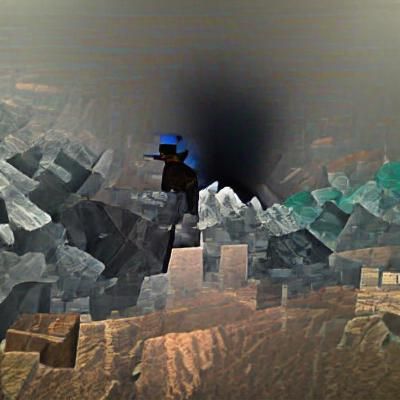 A shadow (in minecraft), mining diamond ores in a mineshaft - AI ...