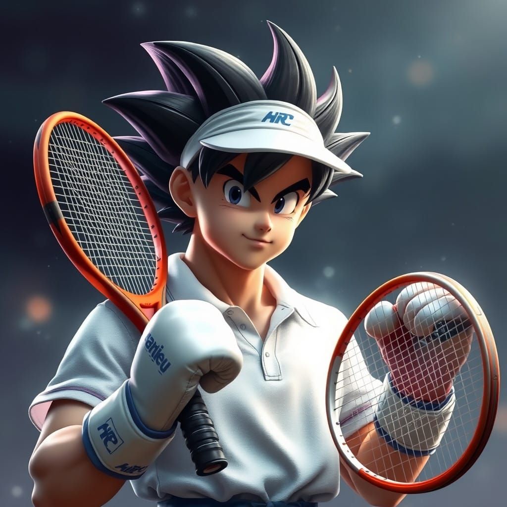 Goku Boxing Tennis Match - Surreal Boxer Tennis Champion in ...