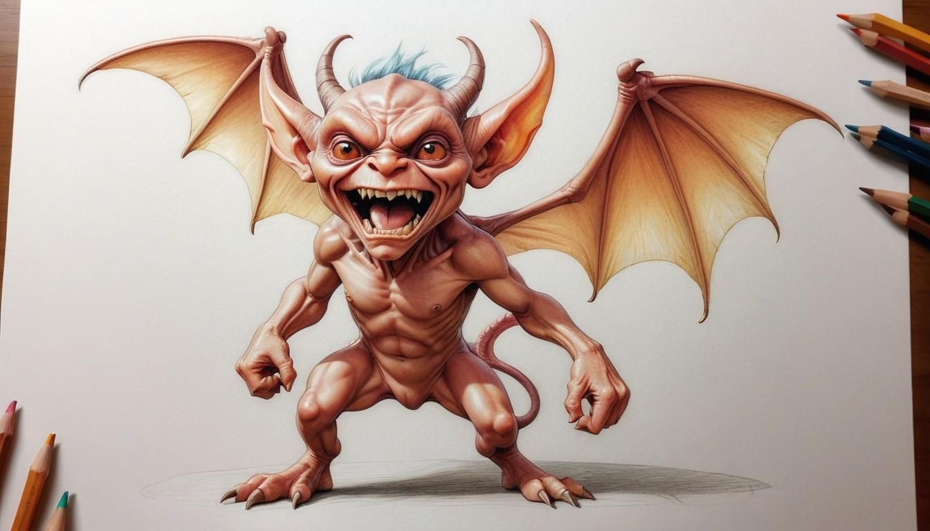 Color pencil sketch of an imp - AI Generated Artwork - NightCafe Creator