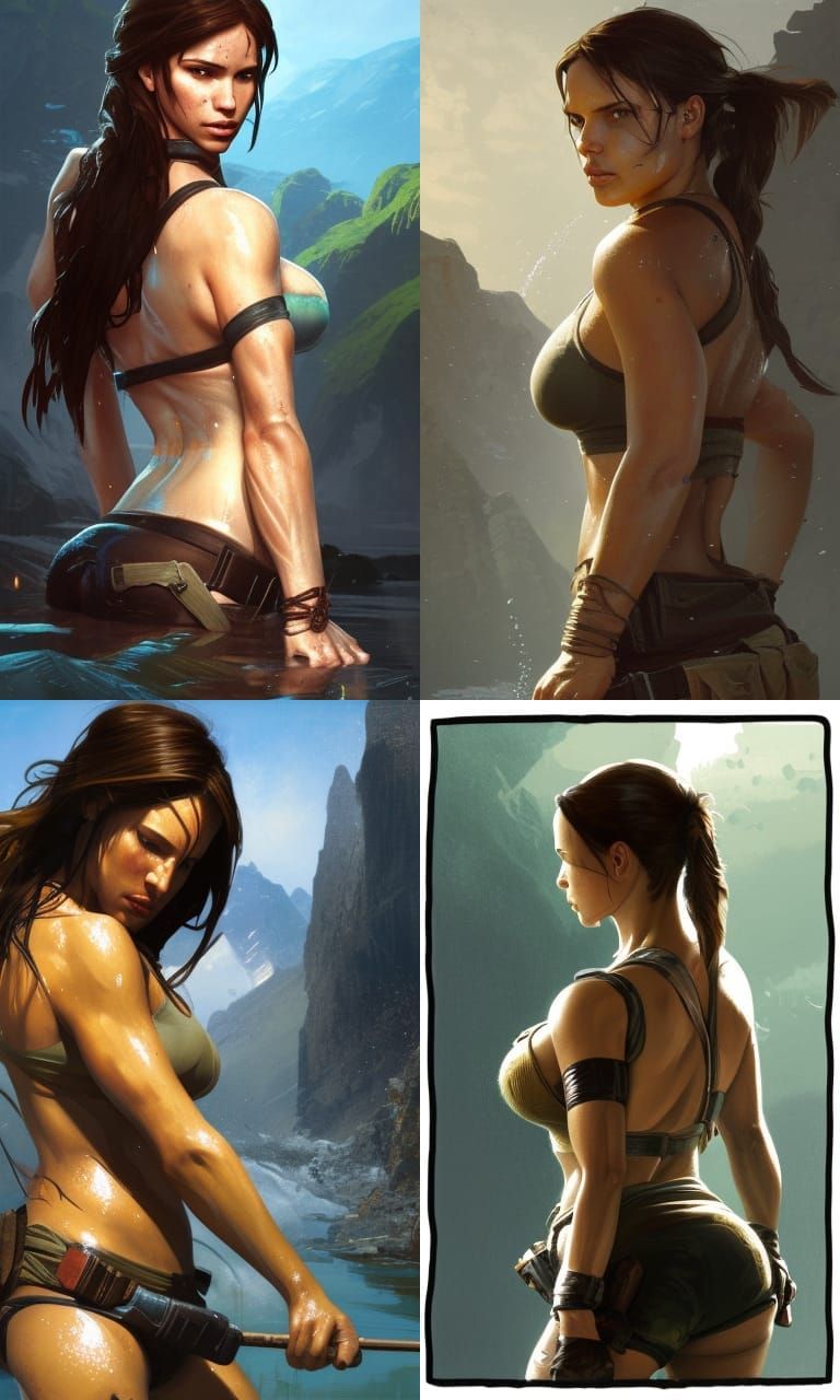 Lara Croft in River - AI Generated Artwork - NightCafe Creator