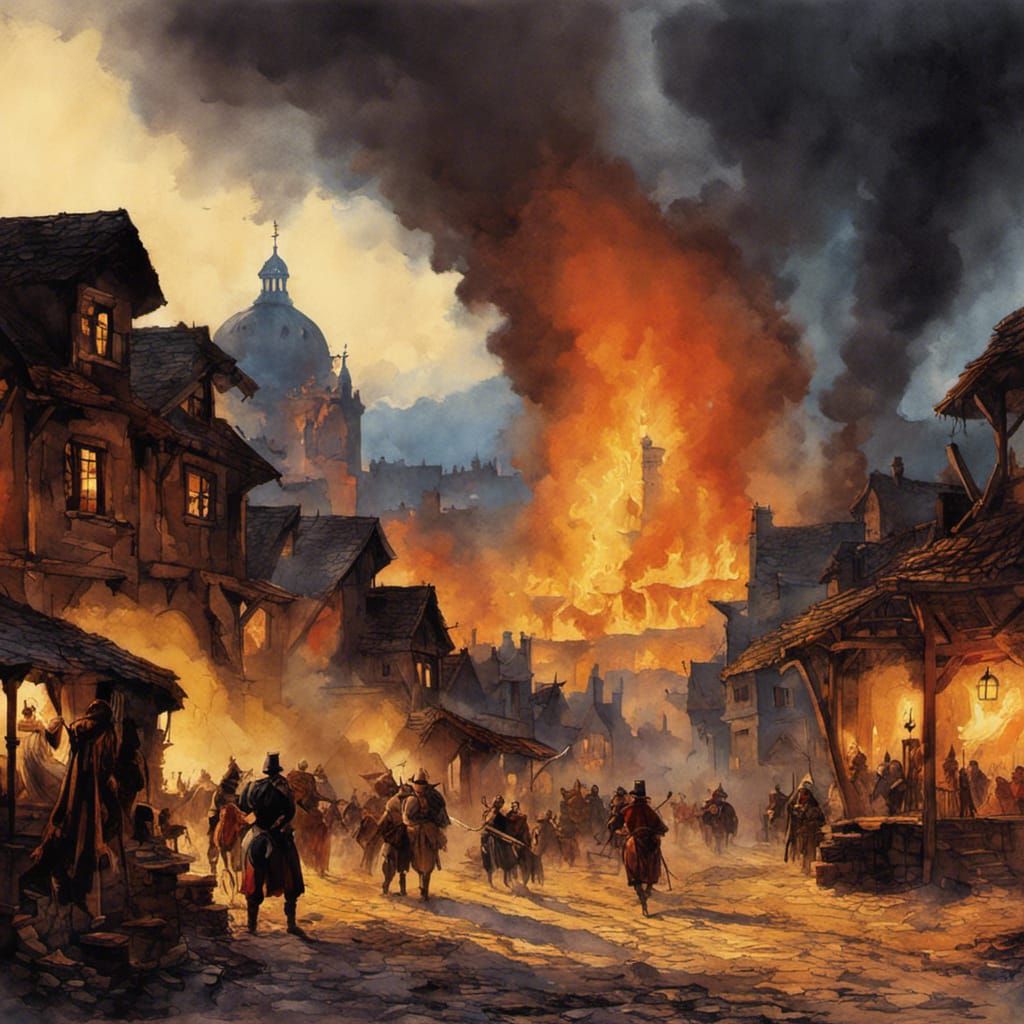 A town on fire - AI Generated Artwork - NightCafe Creator
