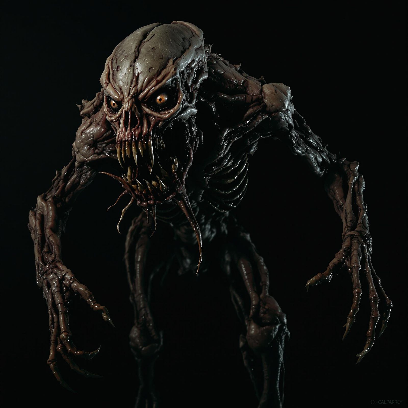 An undead creature with exposed, raw flesh and visible skeletal ...