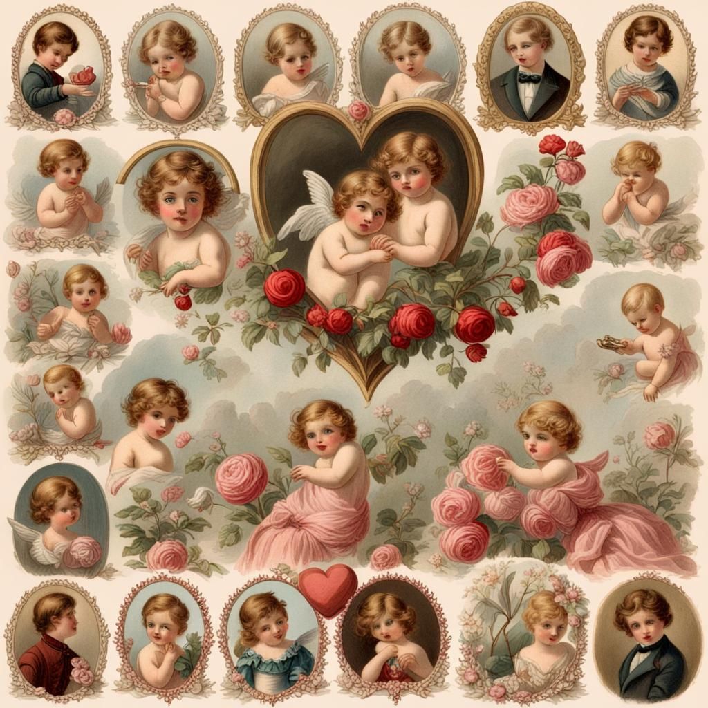 Small Cherub Illustrations for Valentine's Day - AI Generated Artwork ...