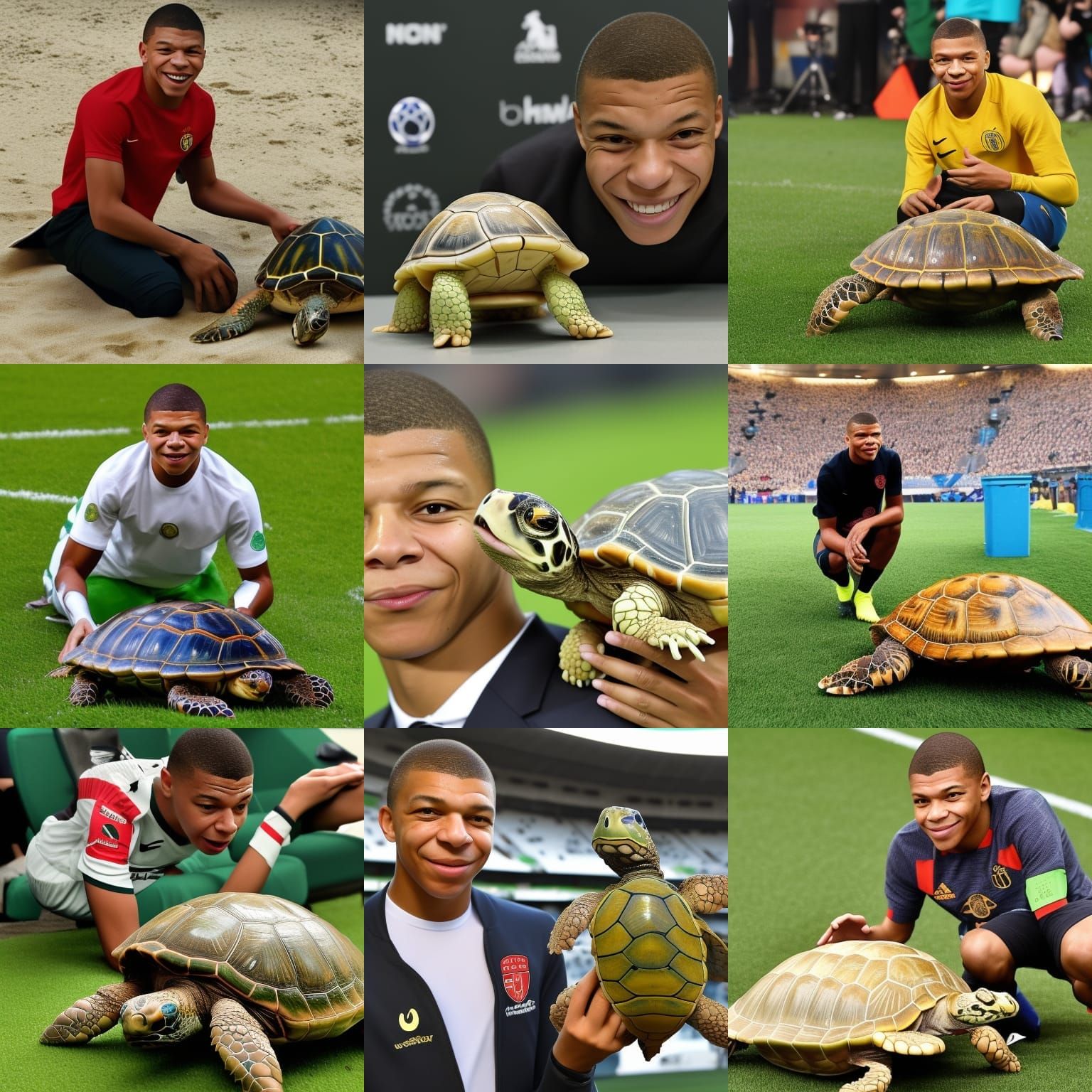 Mbappe with a turtle - AI Generated Artwork - NightCafe Creator