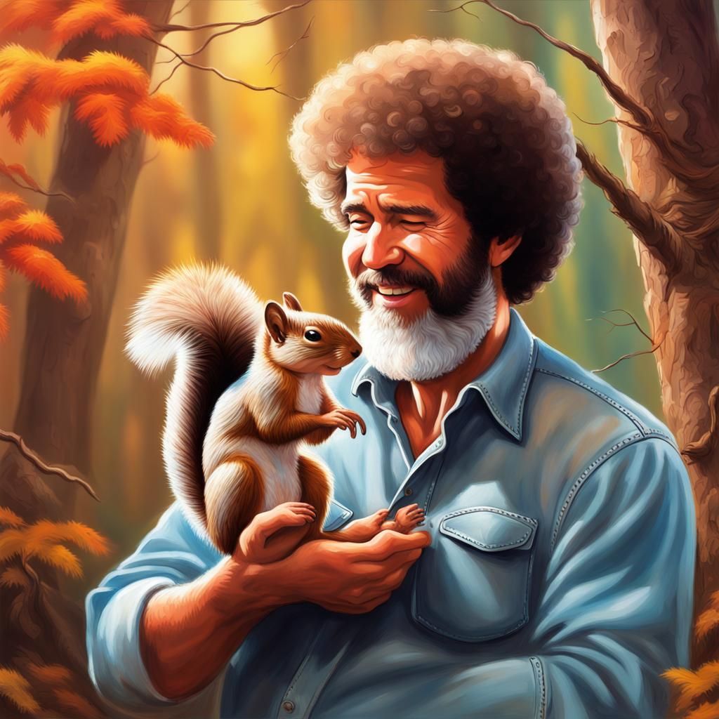 Mel Gibson stars as Bob Ross - AI Generated Artwork - NightCafe Creator