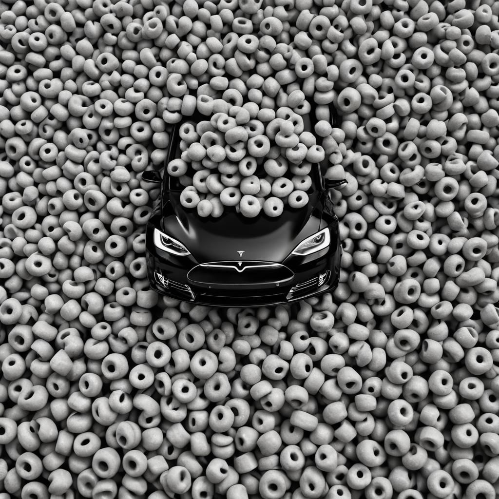 cheerios in a black and white Tesla - AI Generated Artwork - NightCafe ...