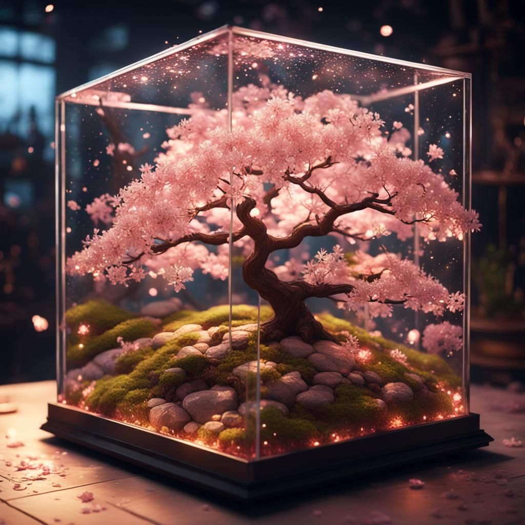 Cube of Blossoms: Sakura’s Eternal Glow - AI Generated Artwork - NightCafe Creator