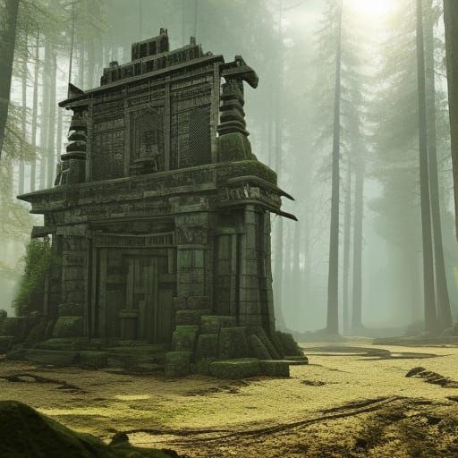 Post-apocalyptic Temple in the Woods - AI Generated Artwork - NightCafe ...