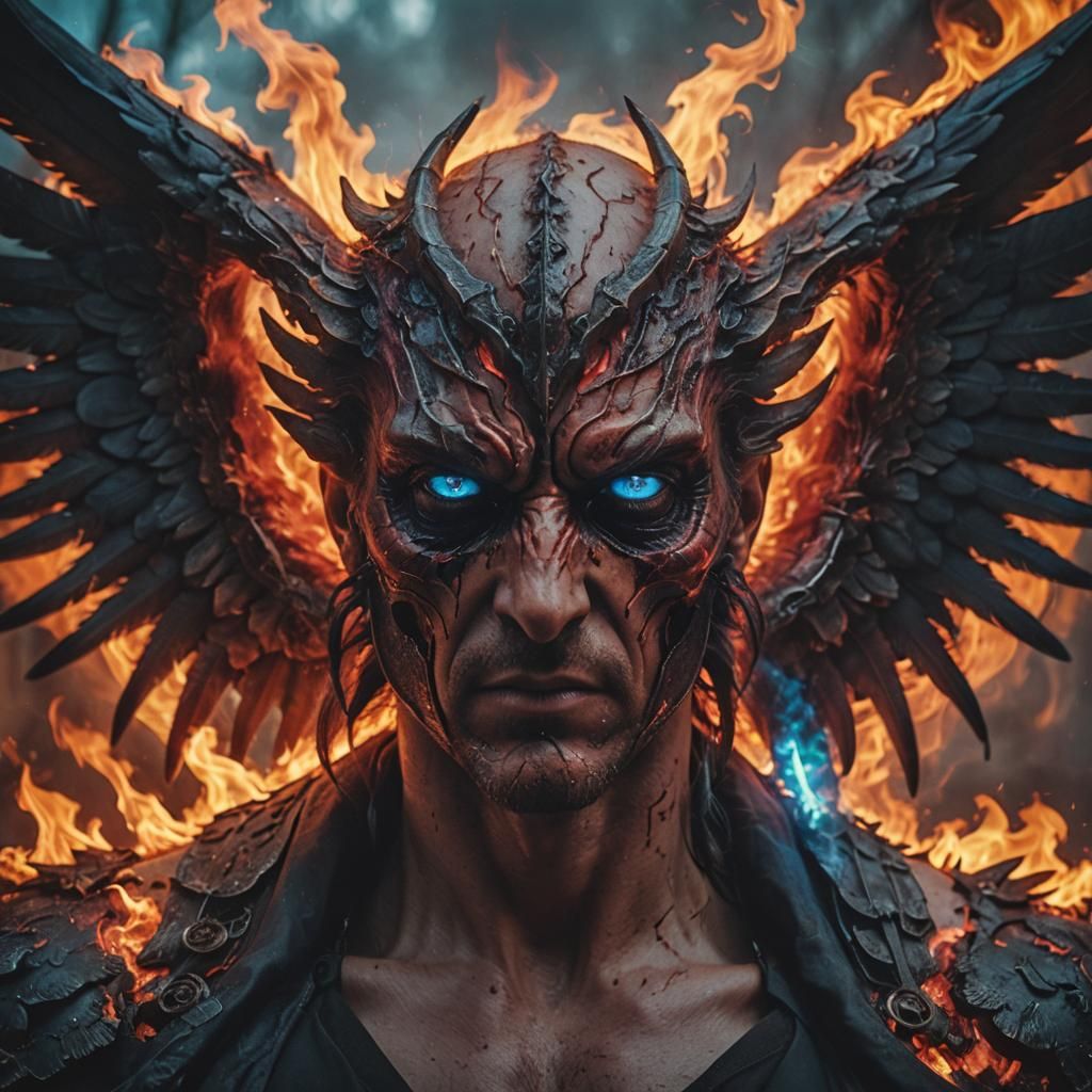 Demon with blue eyes - AI Generated Artwork - NightCafe Creator