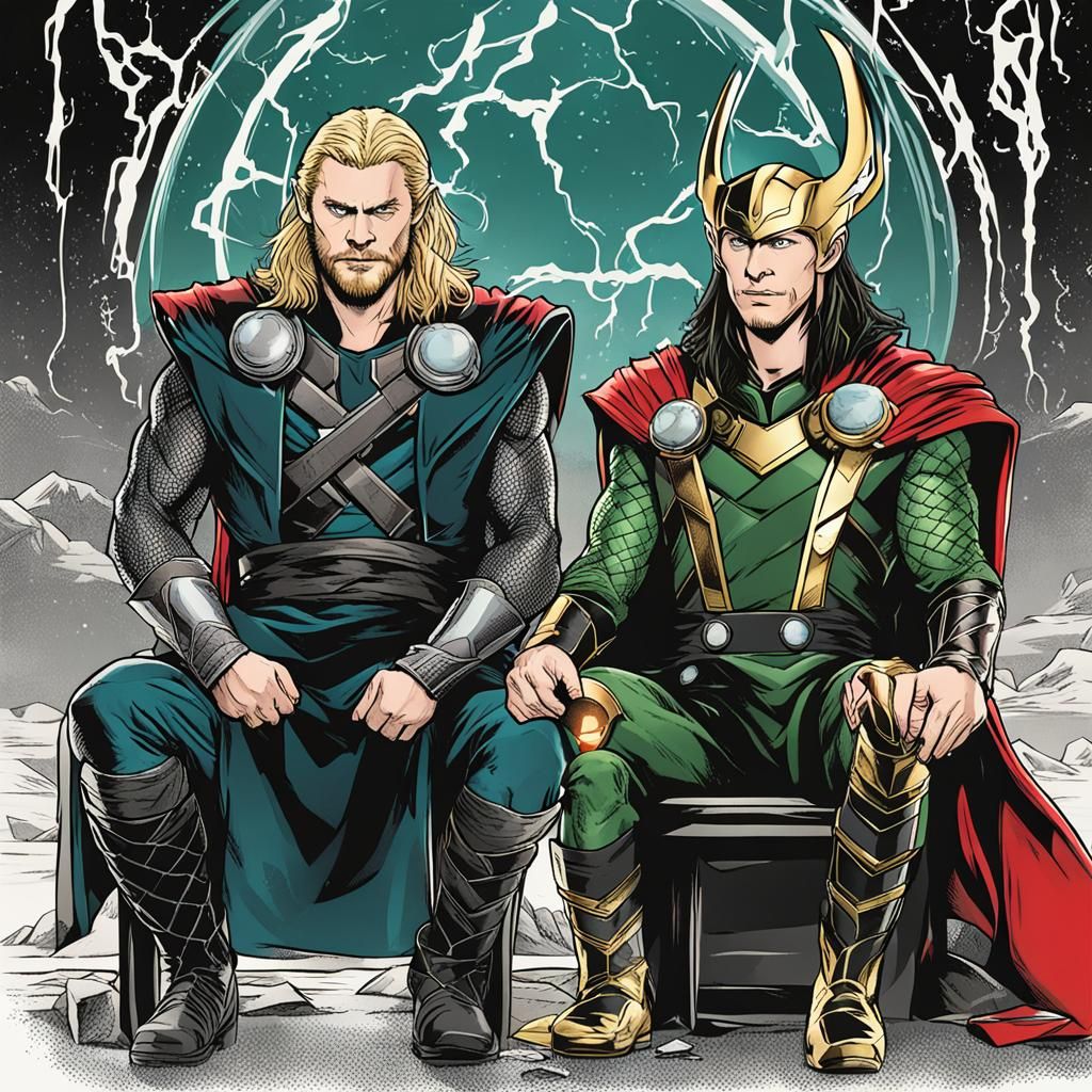 Thor and Loki, comic book art - AI Generated Artwork - NightCafe Creator