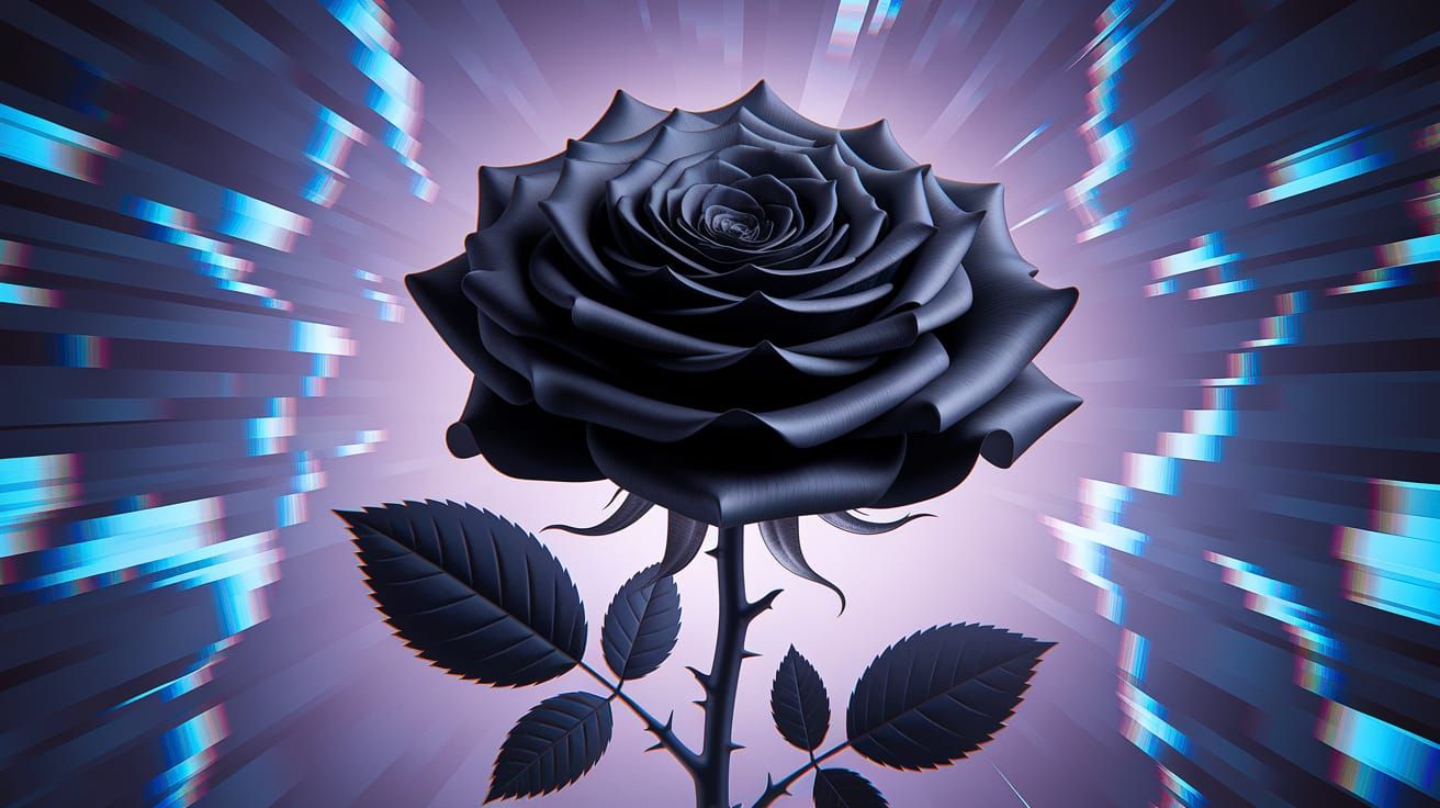 A self-assured Black Rose with, flaunting bold black contours ...