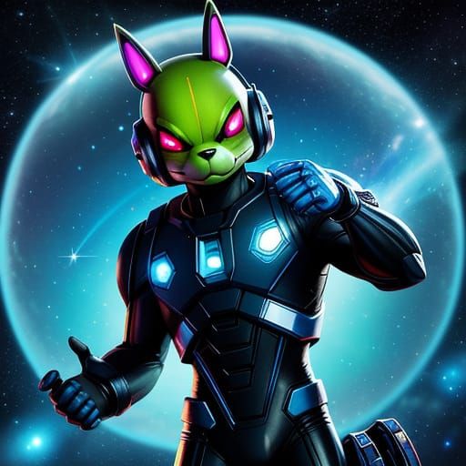 Heroic Bucky O'Hare in Space: Vibrant Sci-Fi Art - AI Art