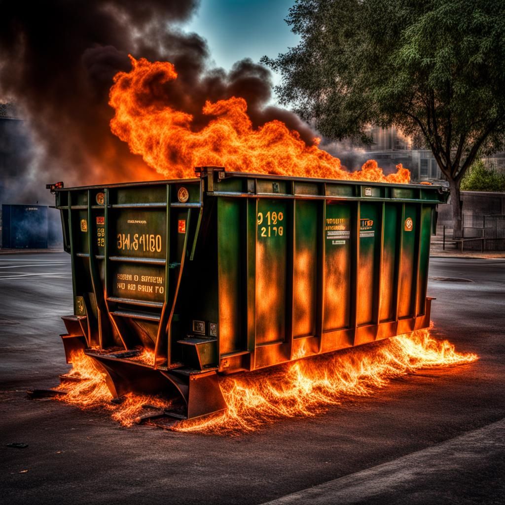 A dumpster on fire - AI Generated Artwork - NightCafe Creator