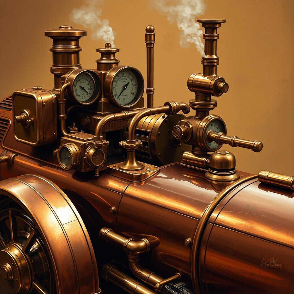 A steam powered car - Industrial Futuristic Copper Plated St...