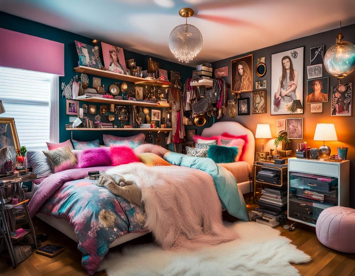 Maximalism - A Teenager Girls Bedroom - AI Generated Artwork ...