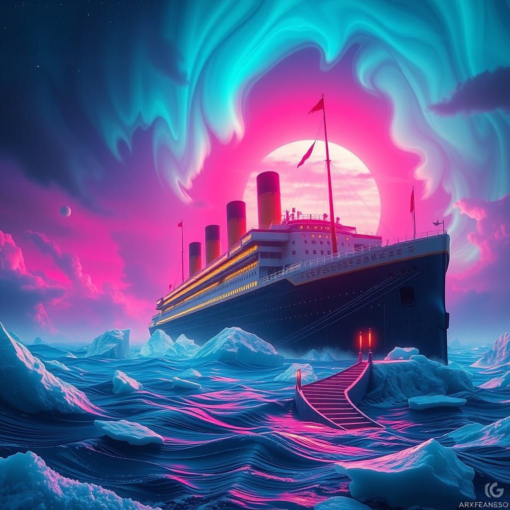 titanic - Epic Titanic in Whirling Aurora Borealis Scene