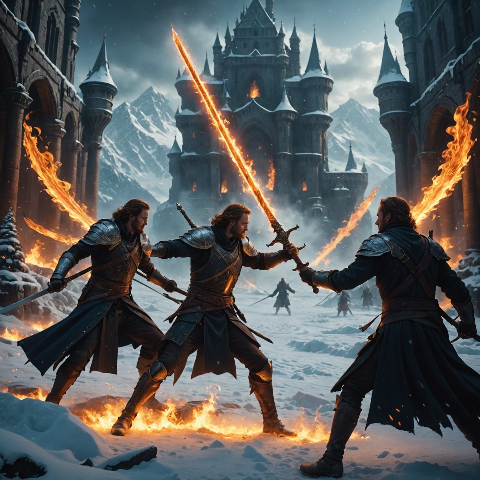 Flaming sword fight - Epic Flaming Sword vs. Ice Sword Battl...