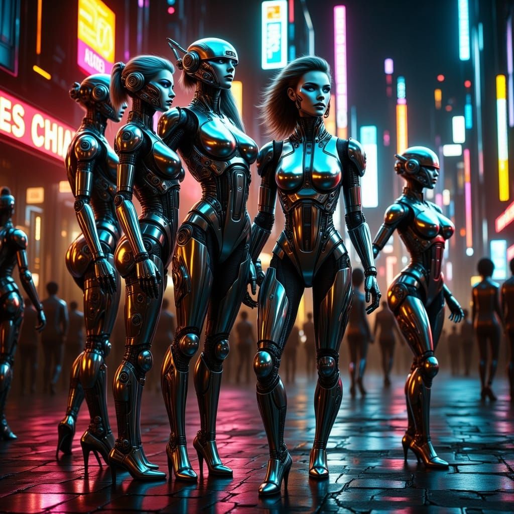 Cyborg Dancers in Psychedelic Celebration of Strav... - AI Art