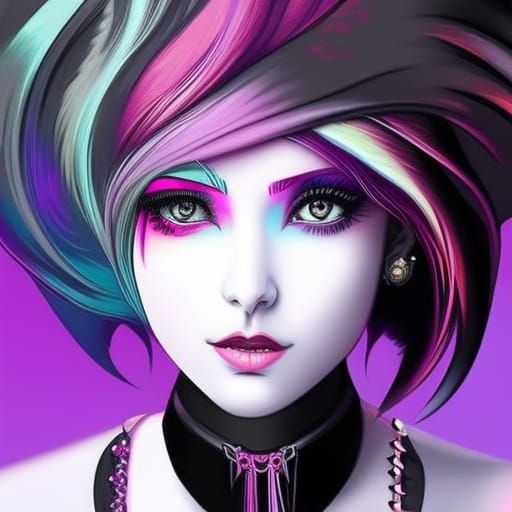 raver goth girl Hyperrealistic, splash art, concept art, mid shot ...