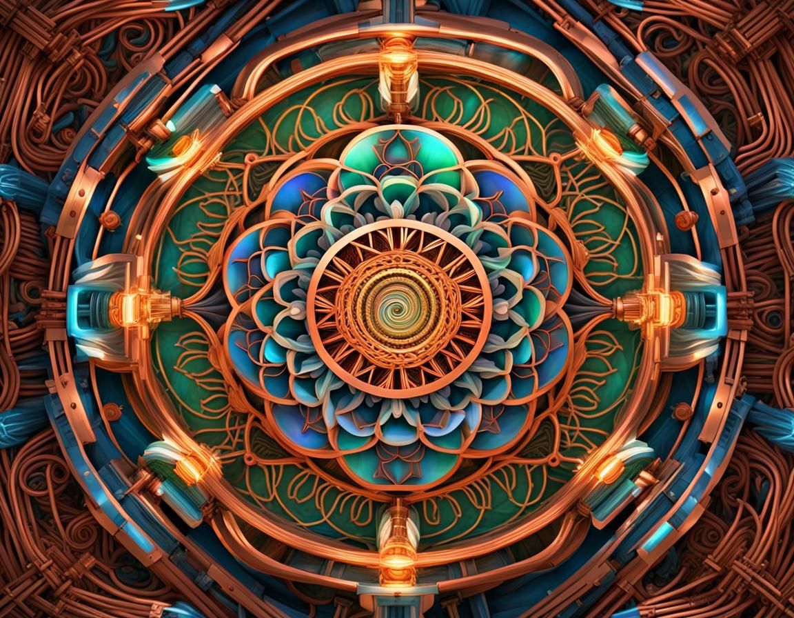 Post Modern Copper LED Mandala - AI Generated Artwork - NightCafe Creator