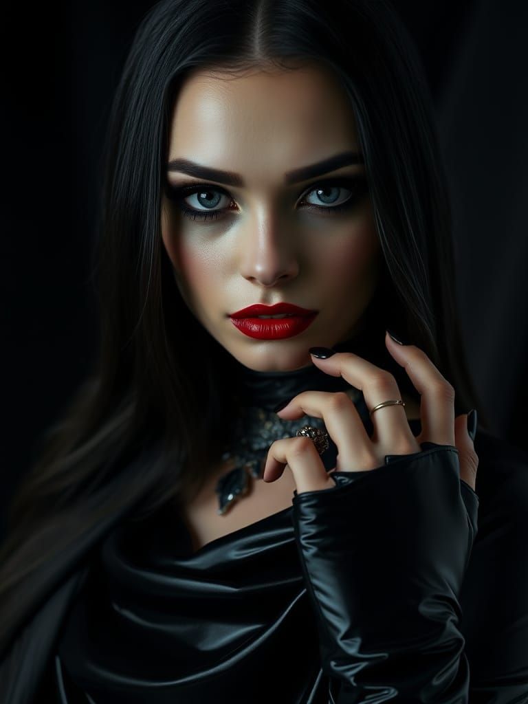 Ethereal Gothic Siren in Luxurious Latex - AI Art