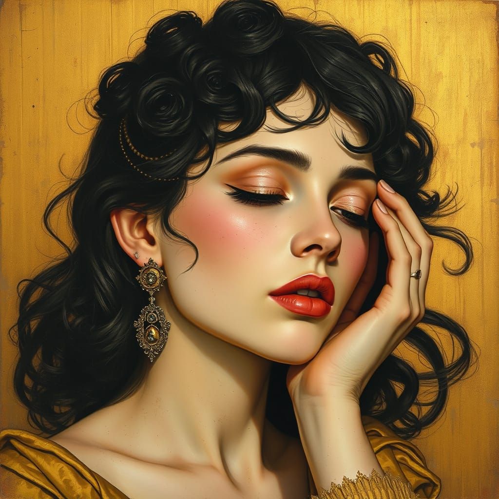 Ethereal Golden Goddess in Melancholy - AI Art