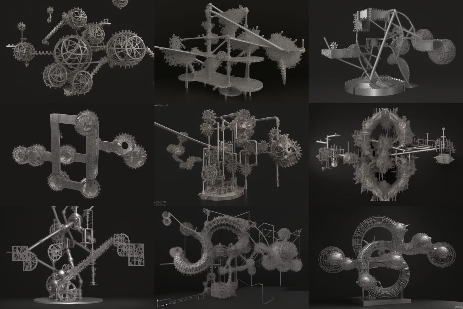 Fractal of Rube Goldberg machines Realistic diorama of abomination ...