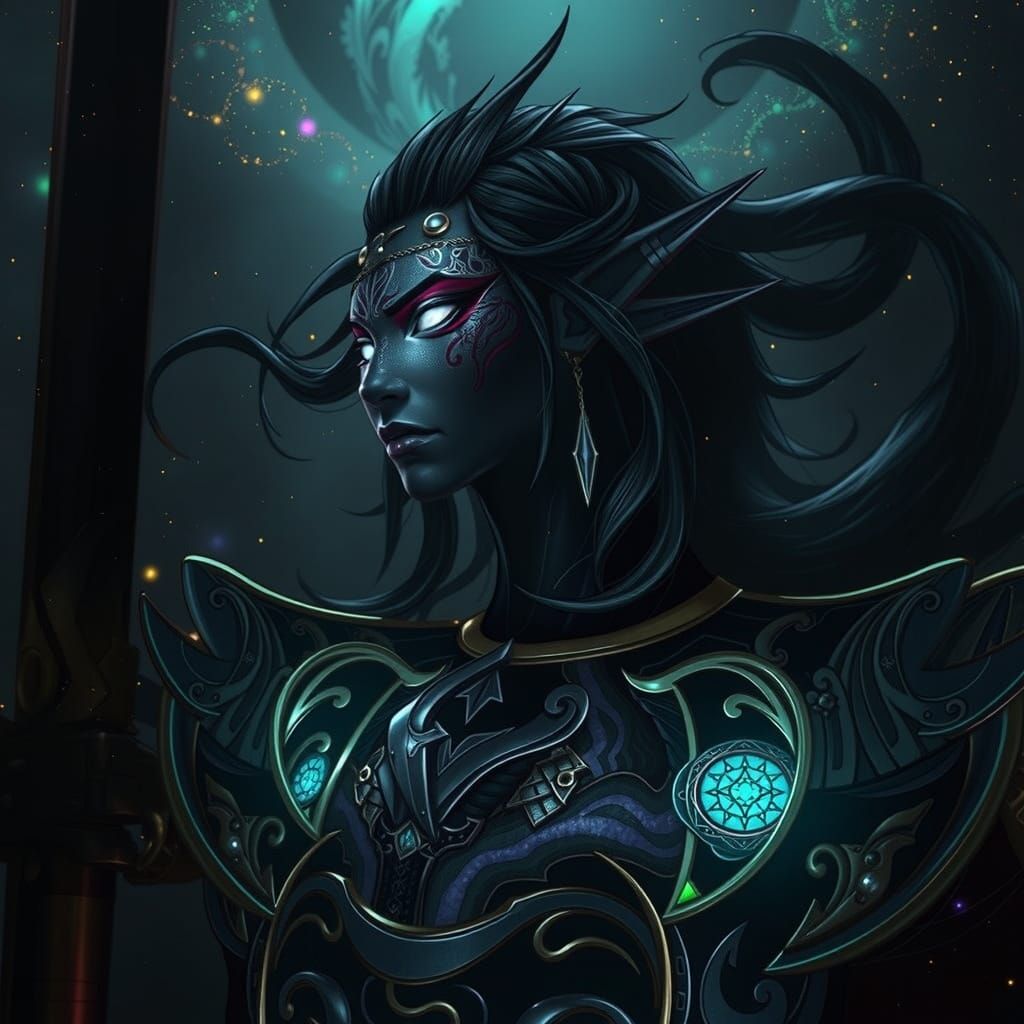 Regal Drow Elf Samurai Radiates Mystical Power in ... - AI Art