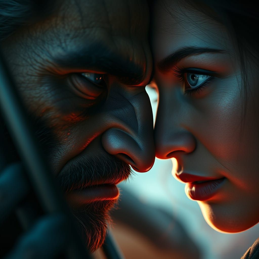 Wolverine Meets a Woman with Piercing Blue Eyes - AI Art